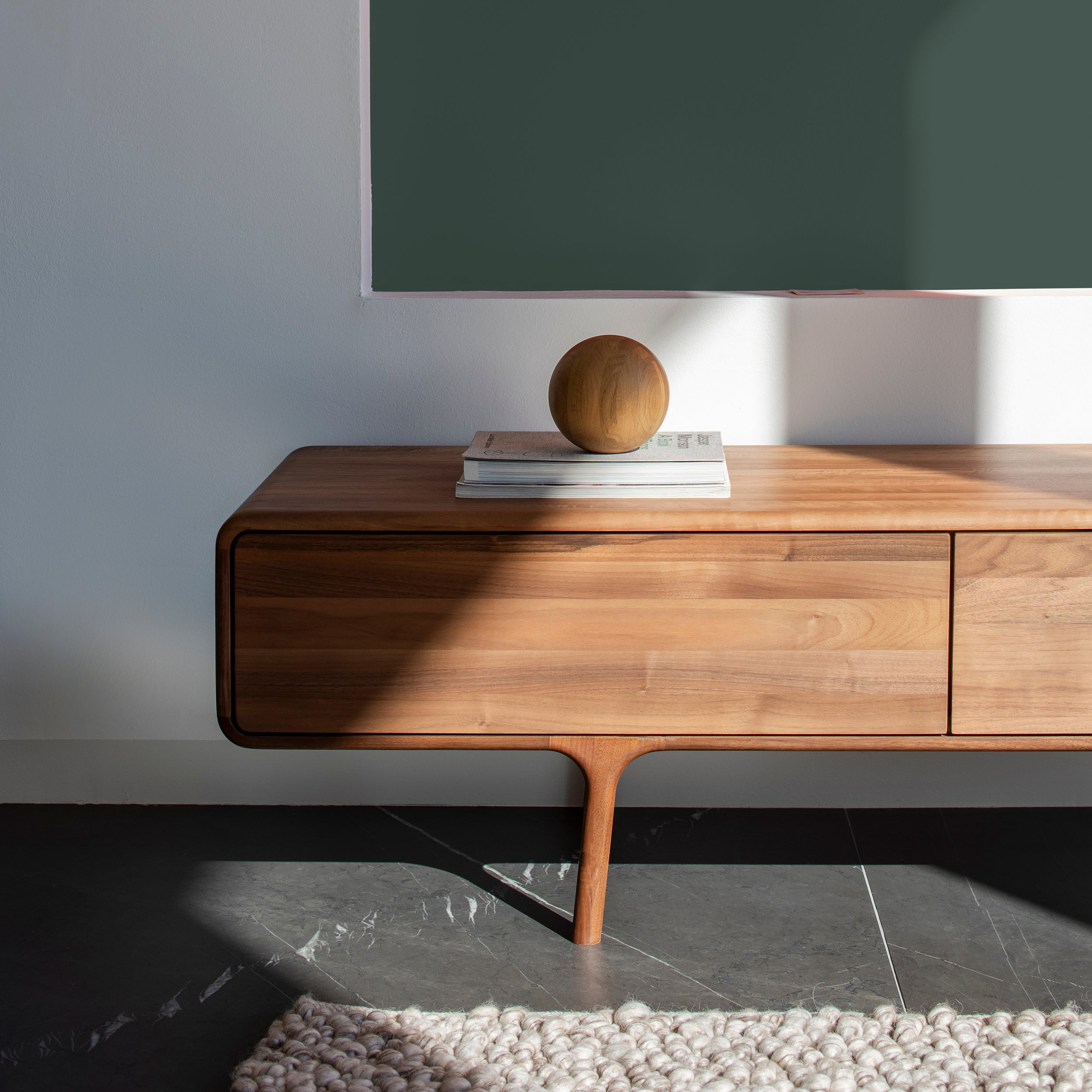 Gazzda Fawn Lowboard 3 Drawers, Walnut – Spencer Interiors